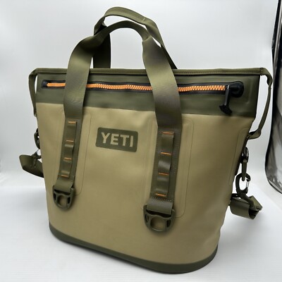 YETI Hopper 20 Soft Cooler Zip Top Field Green Tan Orange Zipper ...