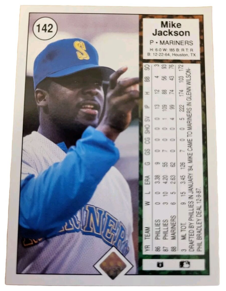 1989 Upper Deck #142 Mike Jackson Seattle Mariners MLB Baseball Card ...