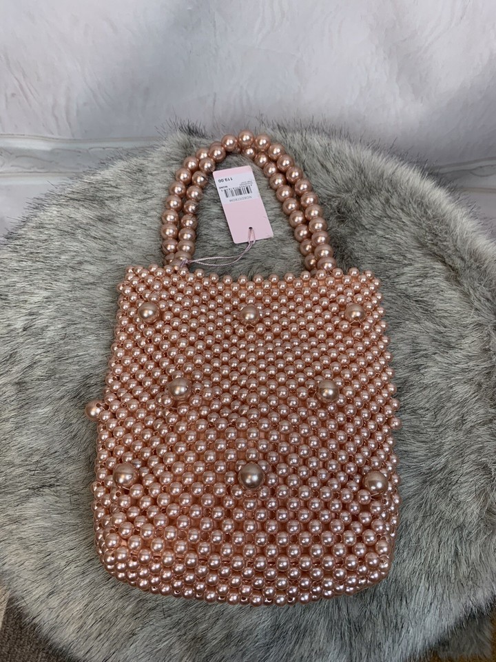 Lisa Parcell Mini Beaded Top Handle Bag Pink Dust Color Very Cute! NWTS ...
