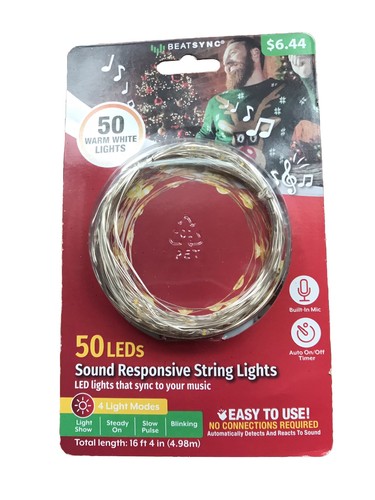 BEATSYNC 50 Warm White LEDs Micro Light Strand Sound Responsive String Lights | eBay