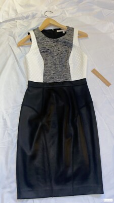 Rachel RACHEL ROY Colorblock Sheath Dress BLACK FAUX LEATHER SPACE DYE ...