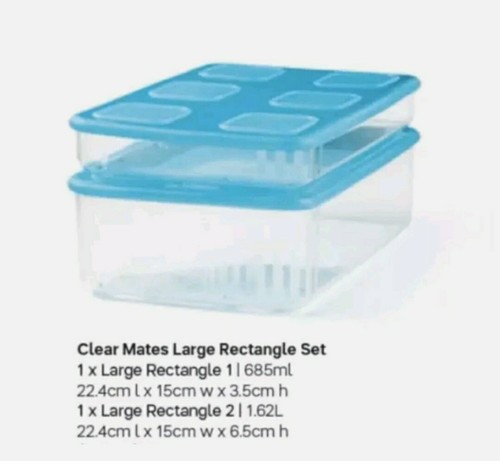 Brand New Tupperware Clear Mates Large Rectangle Set Of 2 | eBay