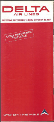 Delta Air Lines system timetable 9/13/71 [8123] Buy 4+ save 25% | eBay