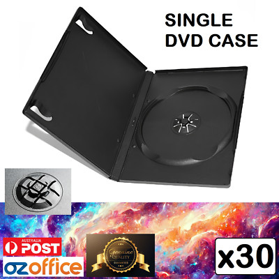 PREMIUM 30 x Single BLACK DVD Case Standard DVD Covers 14mm Spine ...