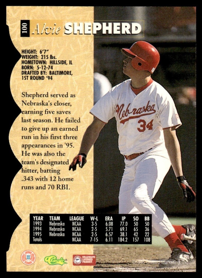 1996 Classic 5-Sport Die-Cut #100 Alvie Shepherd Baltimore Orioles | eBay