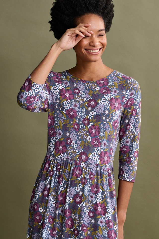 Seasalt Women's Dress - purple Tor View Jersey Dress - Regular - Dense ...