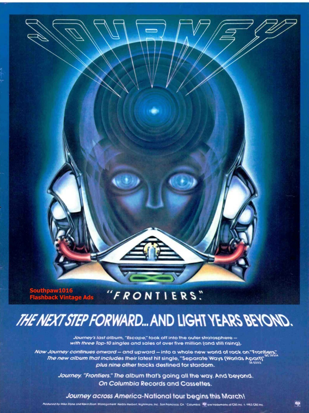 1983 Journey "Frontiers" Album Release Music Industry Promotional ...