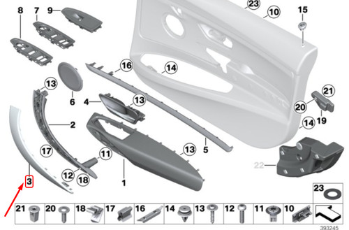 BMW 3 F30 FRONT RIGHT DOOR PULL HANDLE COVER 51417260082 7260082 12-19 ...