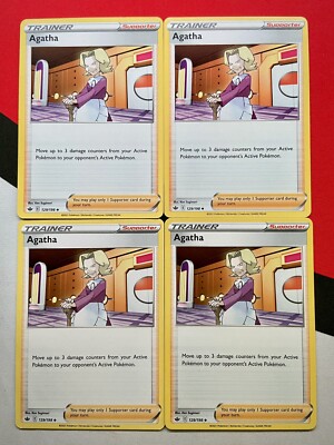 Agatha Trainer 129/198 Chilling Reign x4 Pokemon Playset 4x PACK FRESH ...
