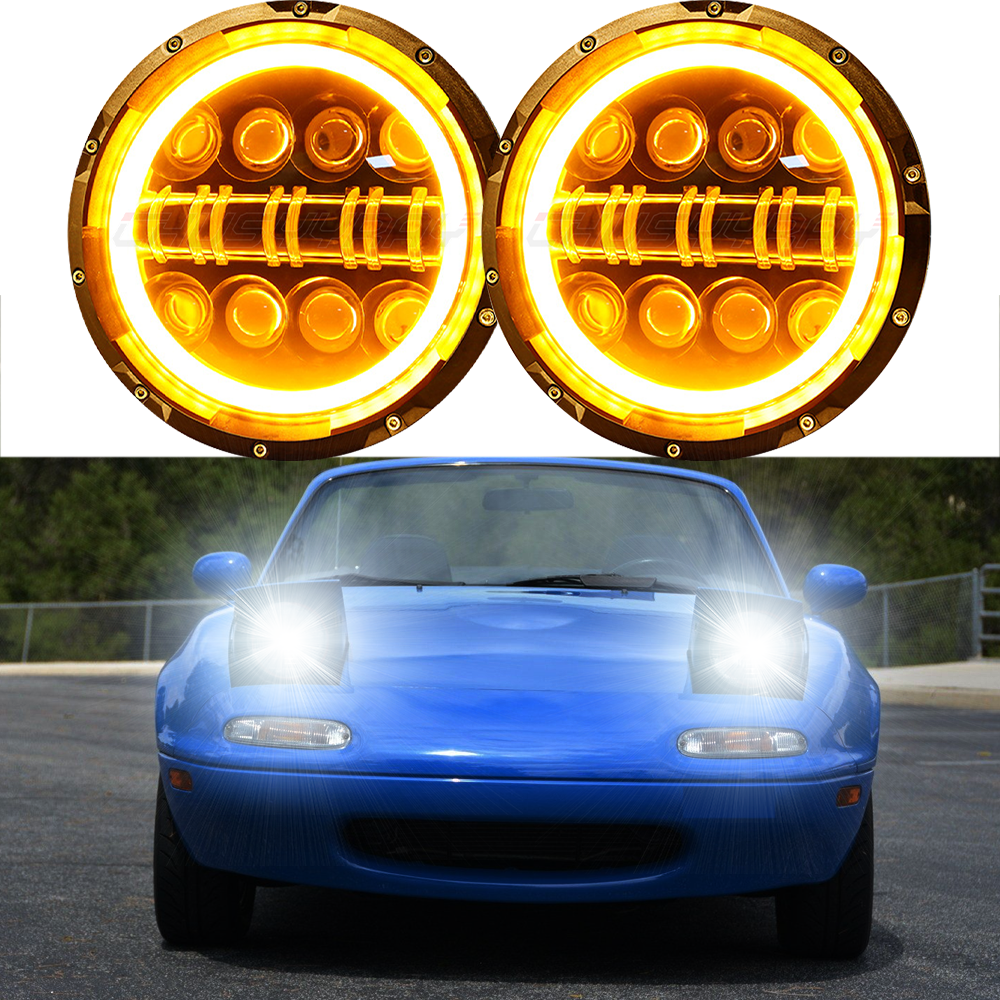 2x Fits Mazda Miata MX-5 MX5 1990-1997 DOT 7" inch Round LED Headlights ...