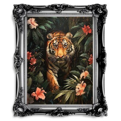 Vintage Tiger in Dark Jungle - Gothic Wall Art Print | eBay