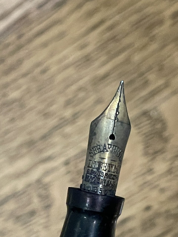 Sheaffer Vintage Jade Green Ring Flat Top Fountain Pen Lifetime Nib USA ...