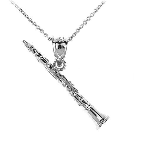 Silver Three Dimensional Clarinet Pendant Necklace | eBay