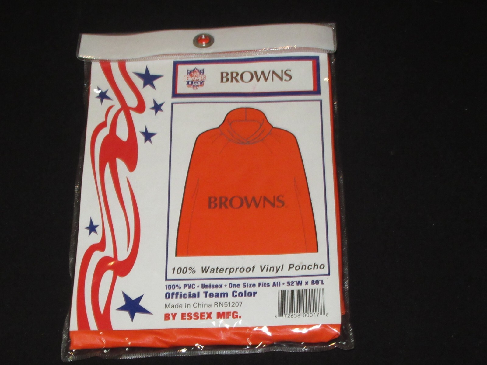 PONCHO Cleveland Browns NFL Football Waterproof Vinyl in Ori. pack By ...