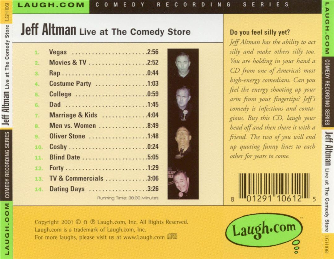 JEFF ALTMAN - LIVE AT THE COMEDY STORE * NEW CD 801291106125| eBay