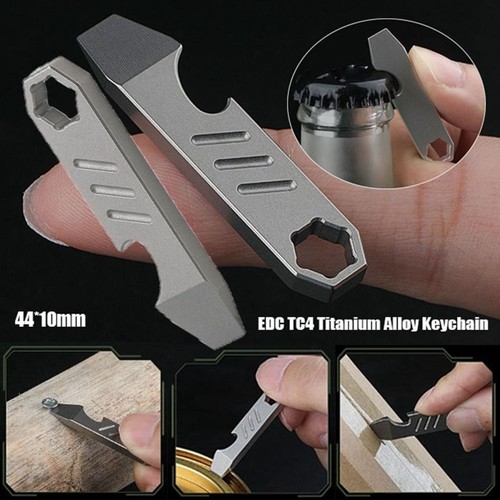 Silver EDC Keychain TC4 Titanium Alloy Survival Gear Gadget Outdoor ...
