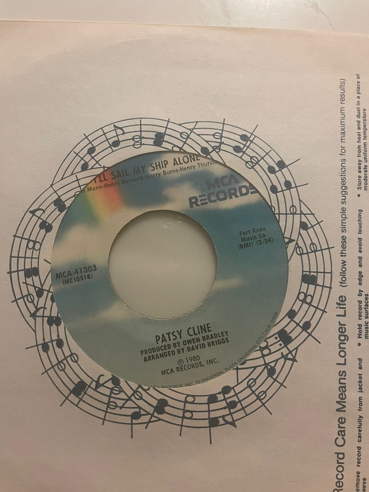 PATSY CLINE I'LL SAIL MY SHIP ALONE, ALWAYS VINYL 45 MCA VG 10-106- VG+ ...