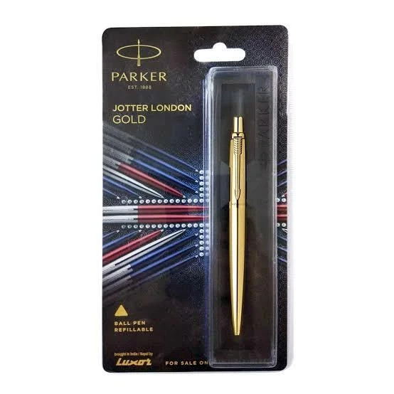 Parker Jotter London Golden Ball Pen With Golden Trim Blue Ink Free US ...