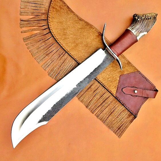 Premium Hand Forged Carbon Steel Rat-Tail Hunting Rambo Bowie Knife ...