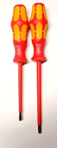 2 Screwdrivers Wera Insulated for Slotted screws 160 i 006120 & 006115 ...