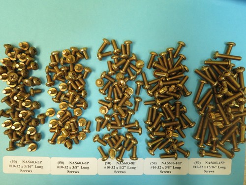(250) NAS603-National Aerospace Aircraft Screws Mix 5/16” 3/8” 1/2” 5/8 ...