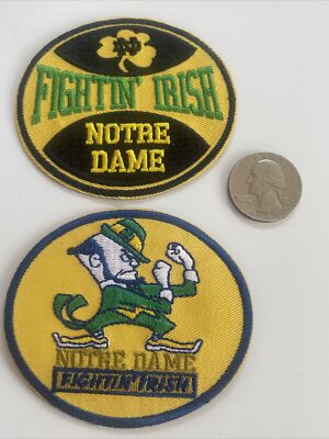 (2) Notre Dame Fighting Irish Vintage Embroidered Iron On Patches Patch Lot 3” | eBay