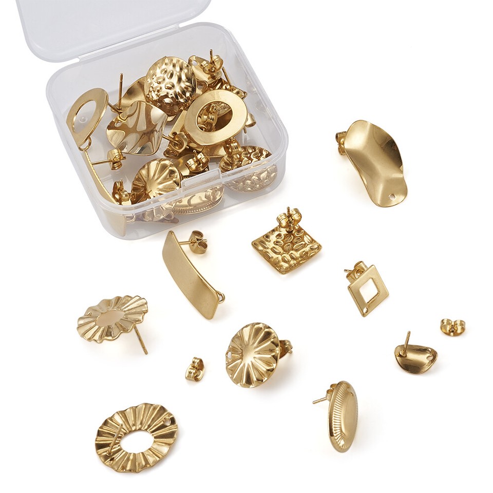 1 Box Golden Stainless Steel Loop Ear Nuts Earring Backs Stud Earring ...