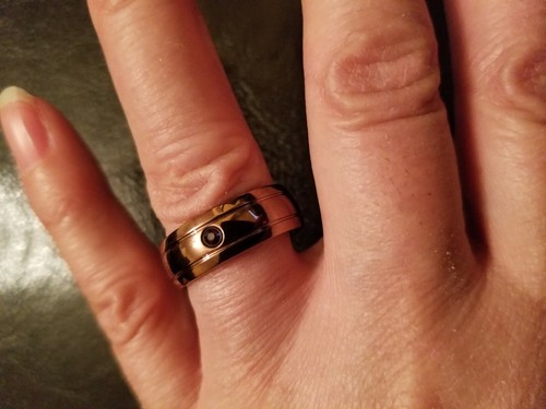 MARCEL DRUCKER CREATED GARNET HEAVY POLISHED PLATED TITANIUM RING SIZE ...