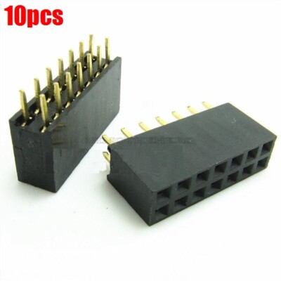 10Pcs Female Straight Header Pitch Socket Pin Strip 2X7 14Pin 2.54MM ...