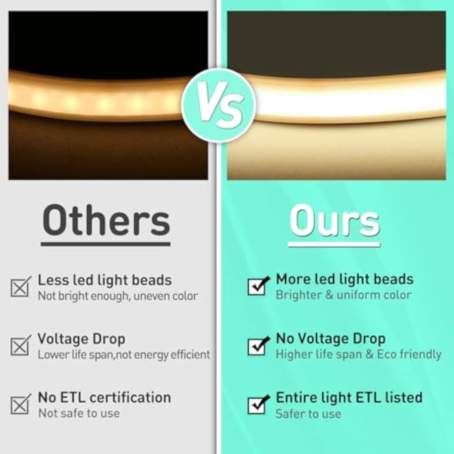 Silicone cob neon rope lights 132ft/40m, 2800k super bright warm white ...