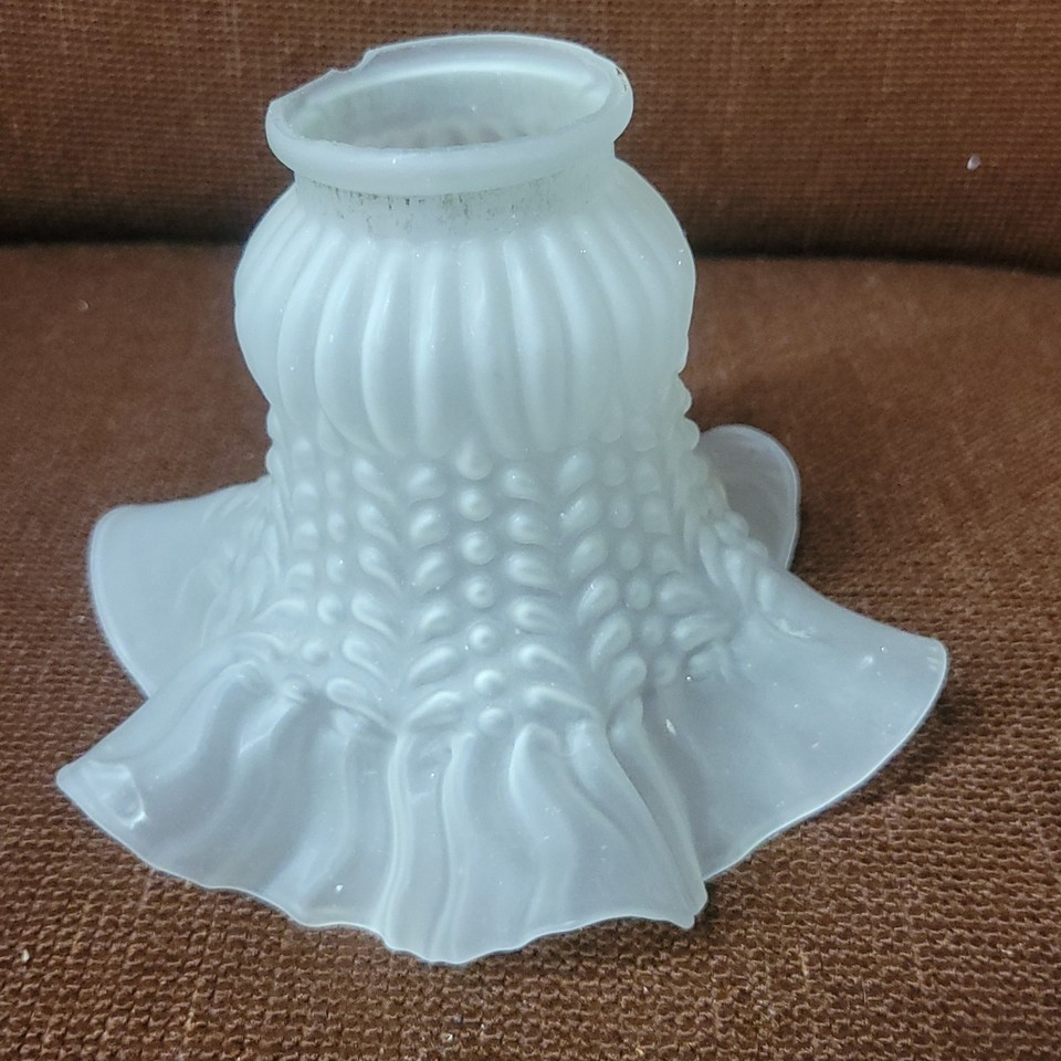 vtg Set of 2 Glass Light Lamp Shades 2" opening Frosted white Globe ...