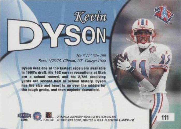 1998 Fleer Brilliants Kevin Dyson #111 for sale | eBay
