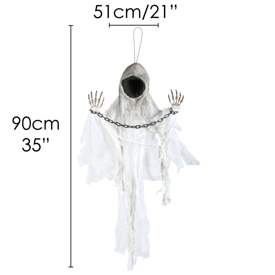 HUGE HALLOWEEN PROP FACELESS GHOUL ANIMATED SCARY SOUND ACTIVATED PARTY ...