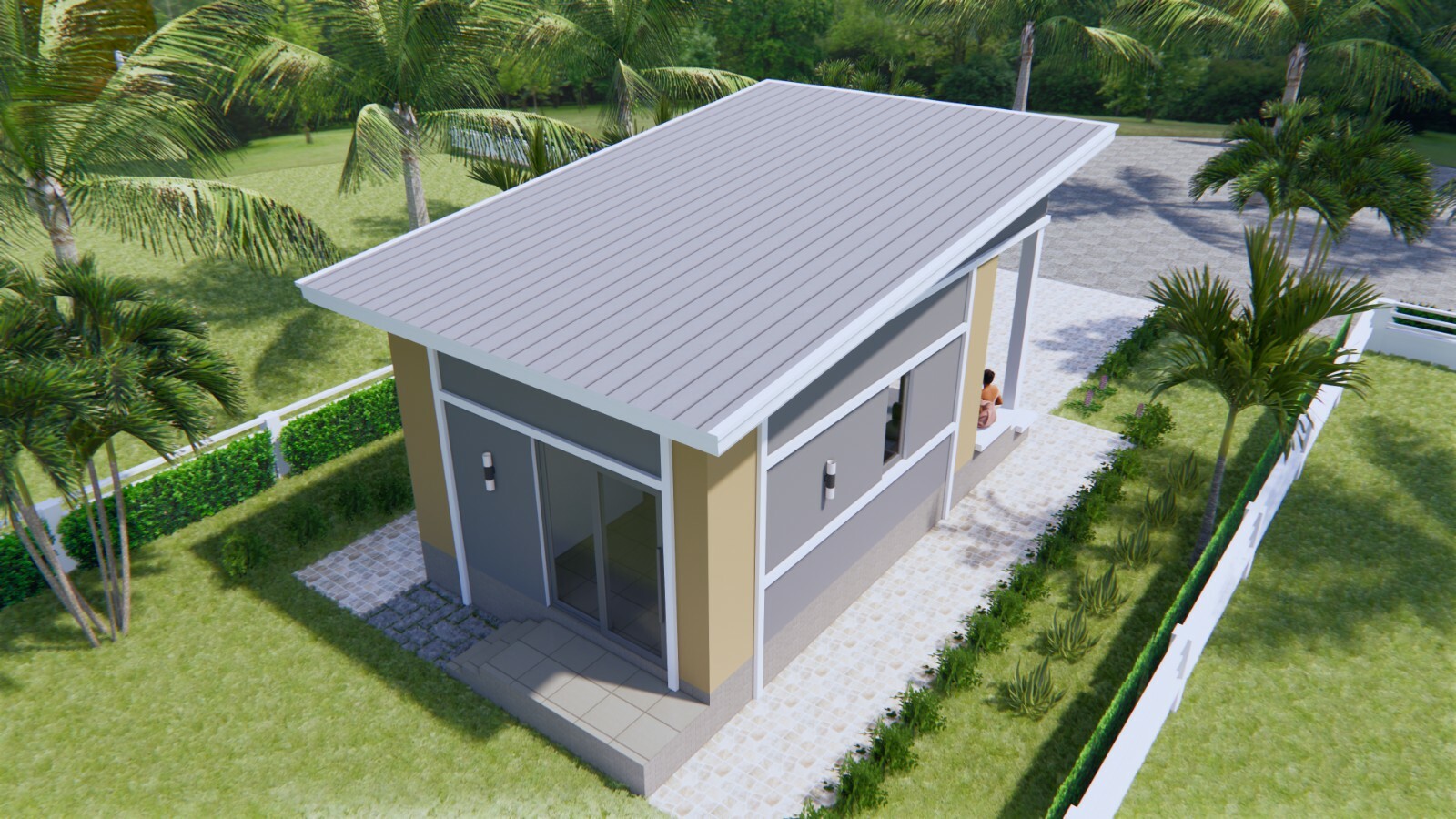 15x25 Feet Small House Plans 4.5x7.5 Meter One Bedroom Shed Roof (A4 ...