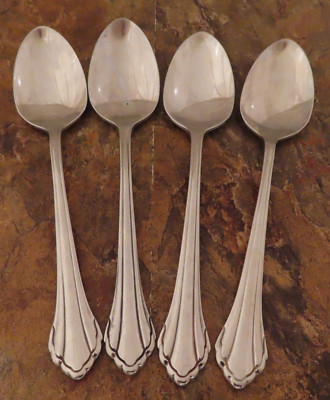 Oneida Clarette Set of 4 Teaspoons Spoons Community Stainless Flatware ...