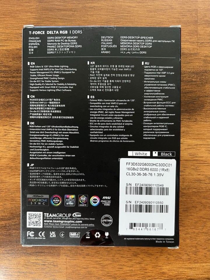Teamgroup T-Force Delta RGB 32GB (2x16 GB) DDR5 6000MHz CL30 Black ...
