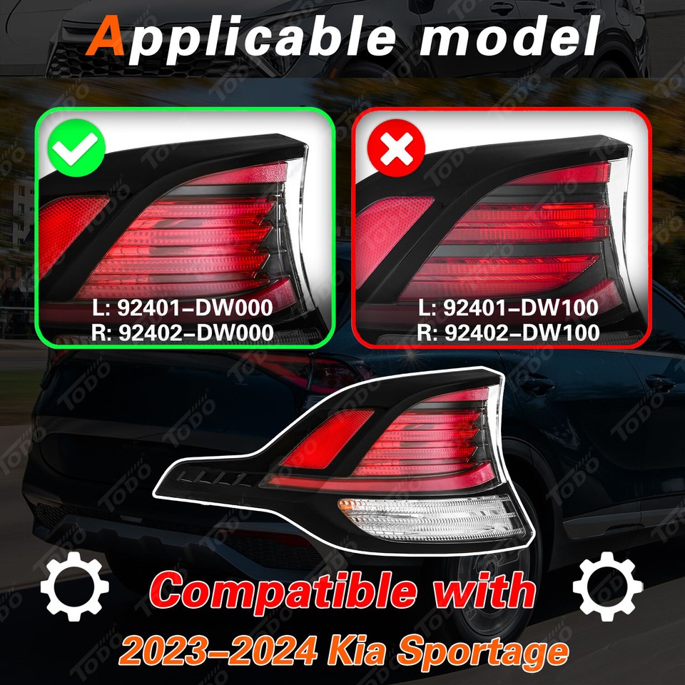 Fits 2023-2024 Kia Sportage Halogen Tail Light Outer Assy 92401-DW000 ...
