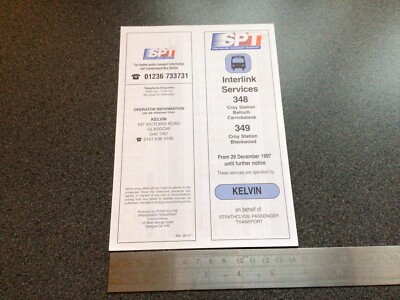 Kelvin Scottish Bus Group Route 348 349 Timetable SPT December 1997 ...