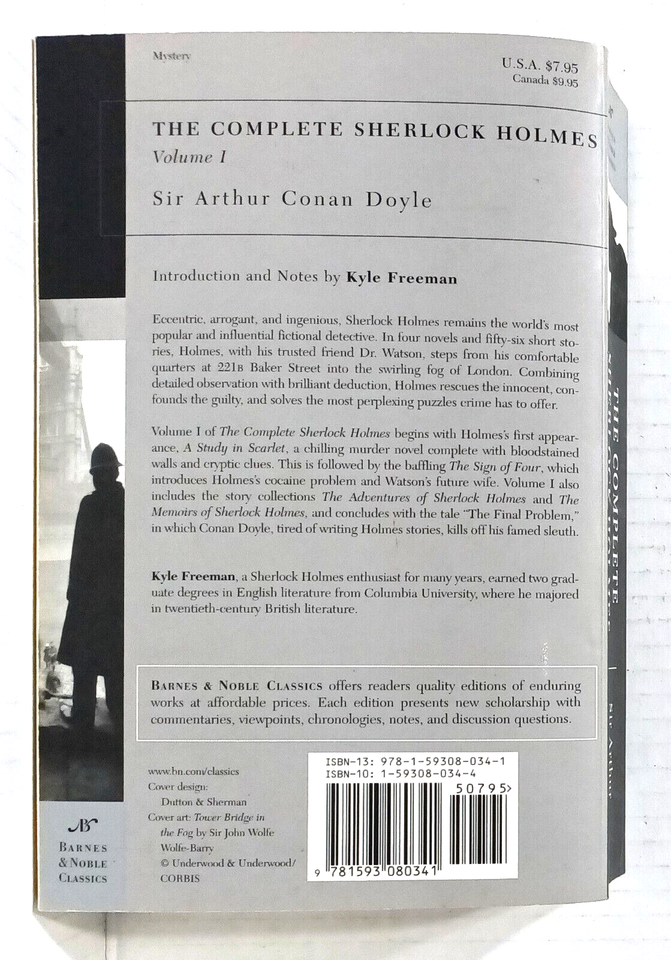 The Complete Sherlock Holmes Vol I Sir Arthur Conan Doyle Notes by Kyle ...