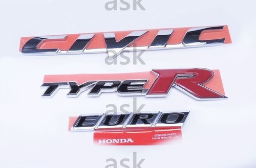 New Genuine Honda CIVIC 3D FN2 Type R Euro Rear Emblems Badge Set of 3 ...