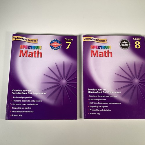 Lot of 2 Spectrum Math Workbooks: Grade 7 & Grade 8 PB 2007 Homeschool ...