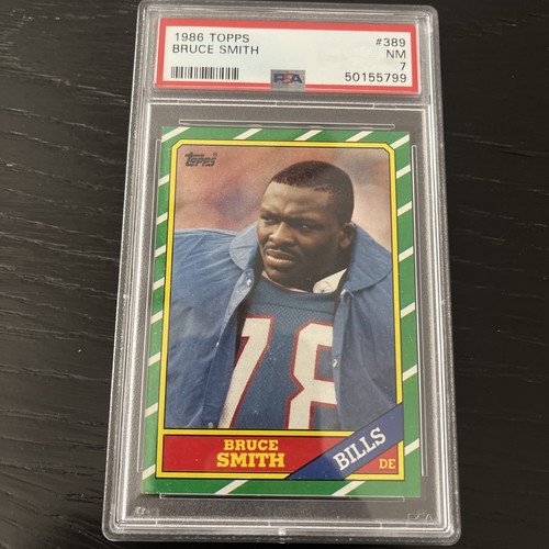 1986 Topps Bruce Smith #389 RC HOF PSA 7 Near Mint Buffalo Bills Rookie ...