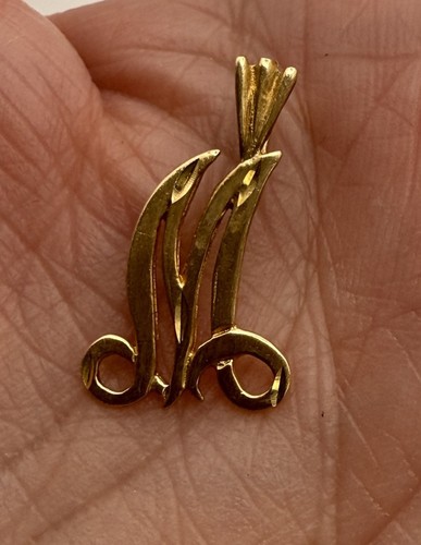 Michael Anthony 14K Yellow Gold Diamond-Cut Letter Initial M Cursive ...