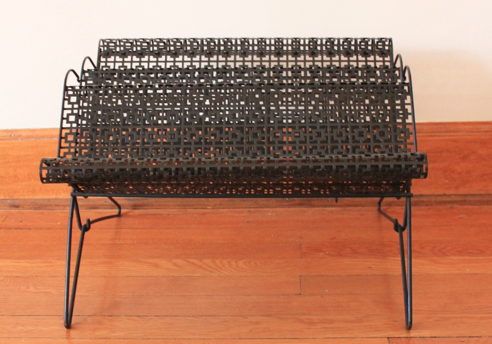 MCM Punched Metal and Wire Magazine Record Rack Atomic Geometric ...