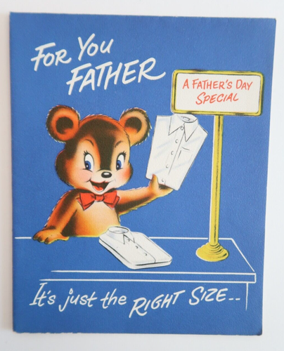 For You Father Just Right Size Bear Tailor Shop Vintage Greeting Card ...