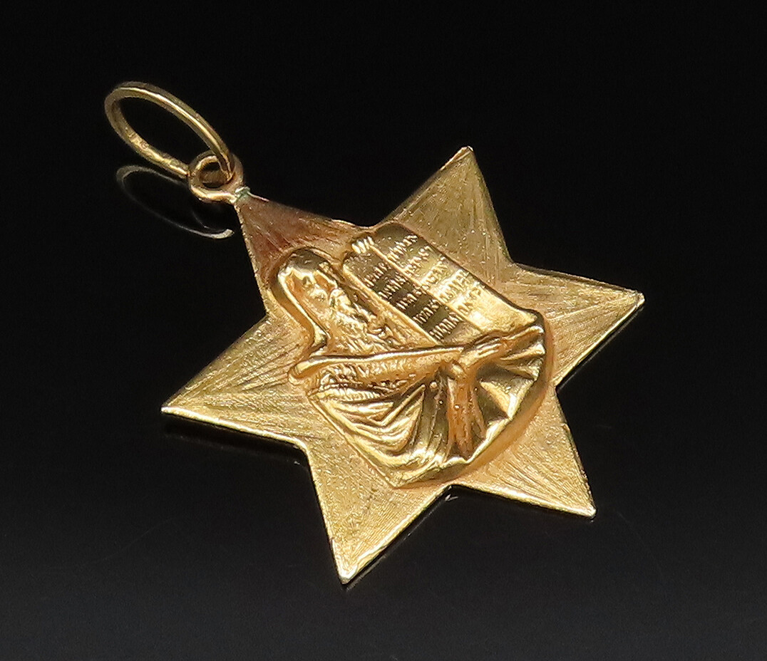 14K GOLD - Vintage Religious Moses & The Ten Commandm… - Gem
