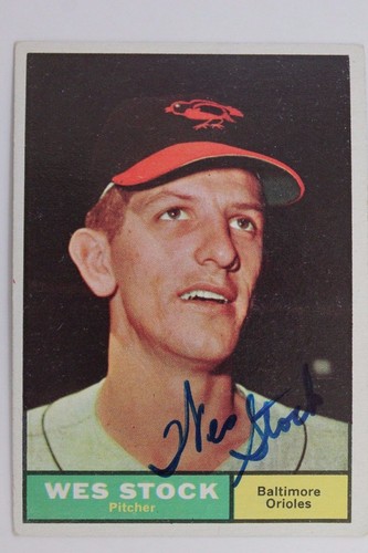 Wes Stock Orioles Athletics 1961 #26 TOPPS Autograph MLB Card Signed ...