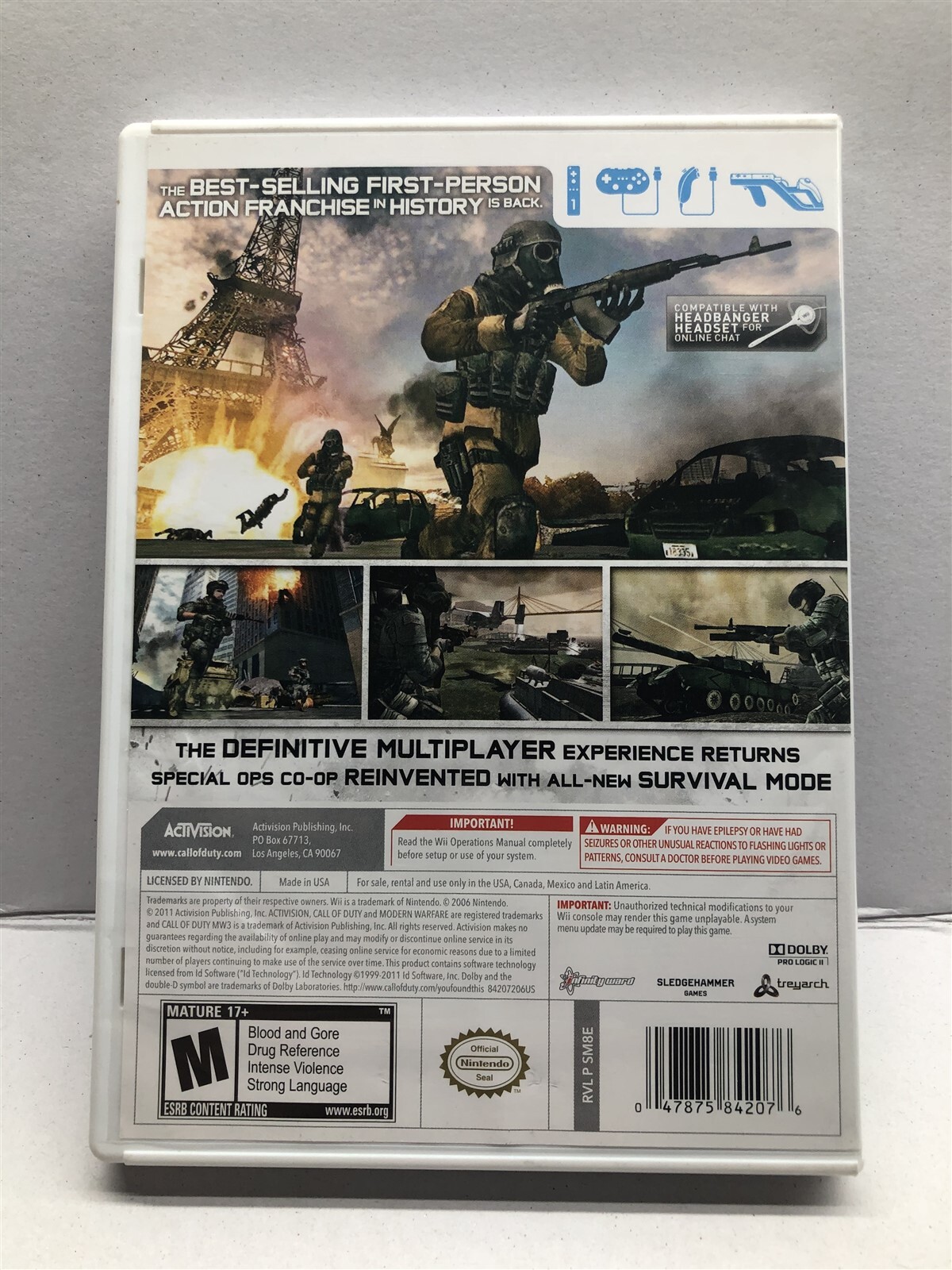 Call Of Duty MW3 - Nintendo Wii - Modern Warfare 3 - Complete w/ Manual ...