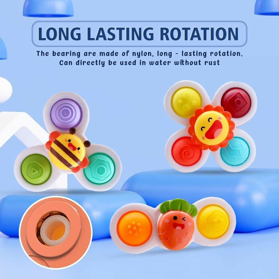 ERMON Suction Cup Spinner Toys, Pack of 3 Spinners for Babies, Baby ...