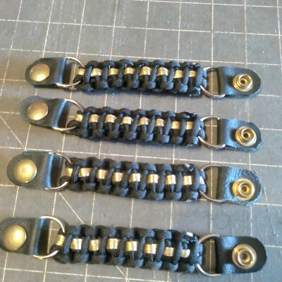 Vest extenders Gold leather & Black BRASS SNAPS STRONG Made By Stitch ...